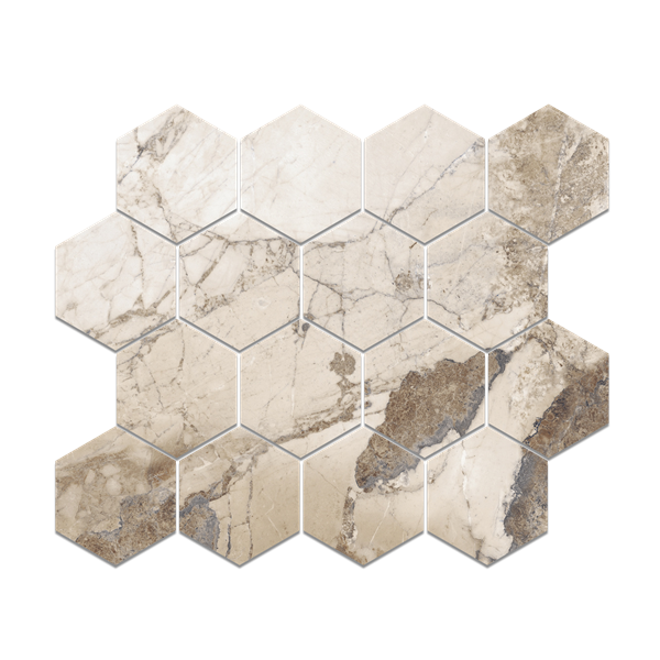 Persian Brown 26x30 cm || 10x12" Mosaic 3" Hexagone